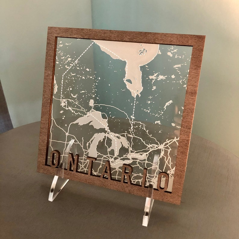 Custom Engraved Square Map in Acrylic and Wood - Etsy