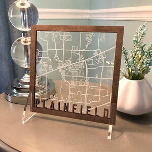 Custom Engraved Square Map in Acrylic and Wood - Etsy