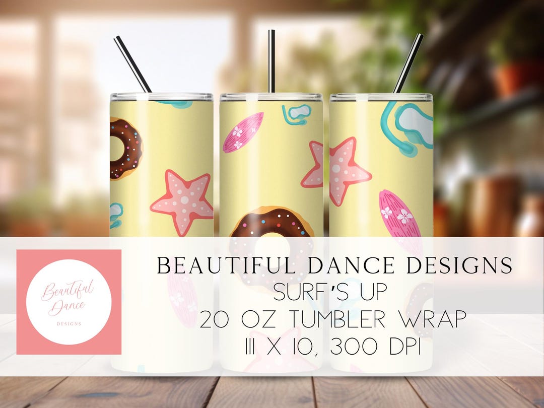 Surf's up 20oz Tumbler Wrap PNG | Summer Beach Donut Floatie, Surfboard ...