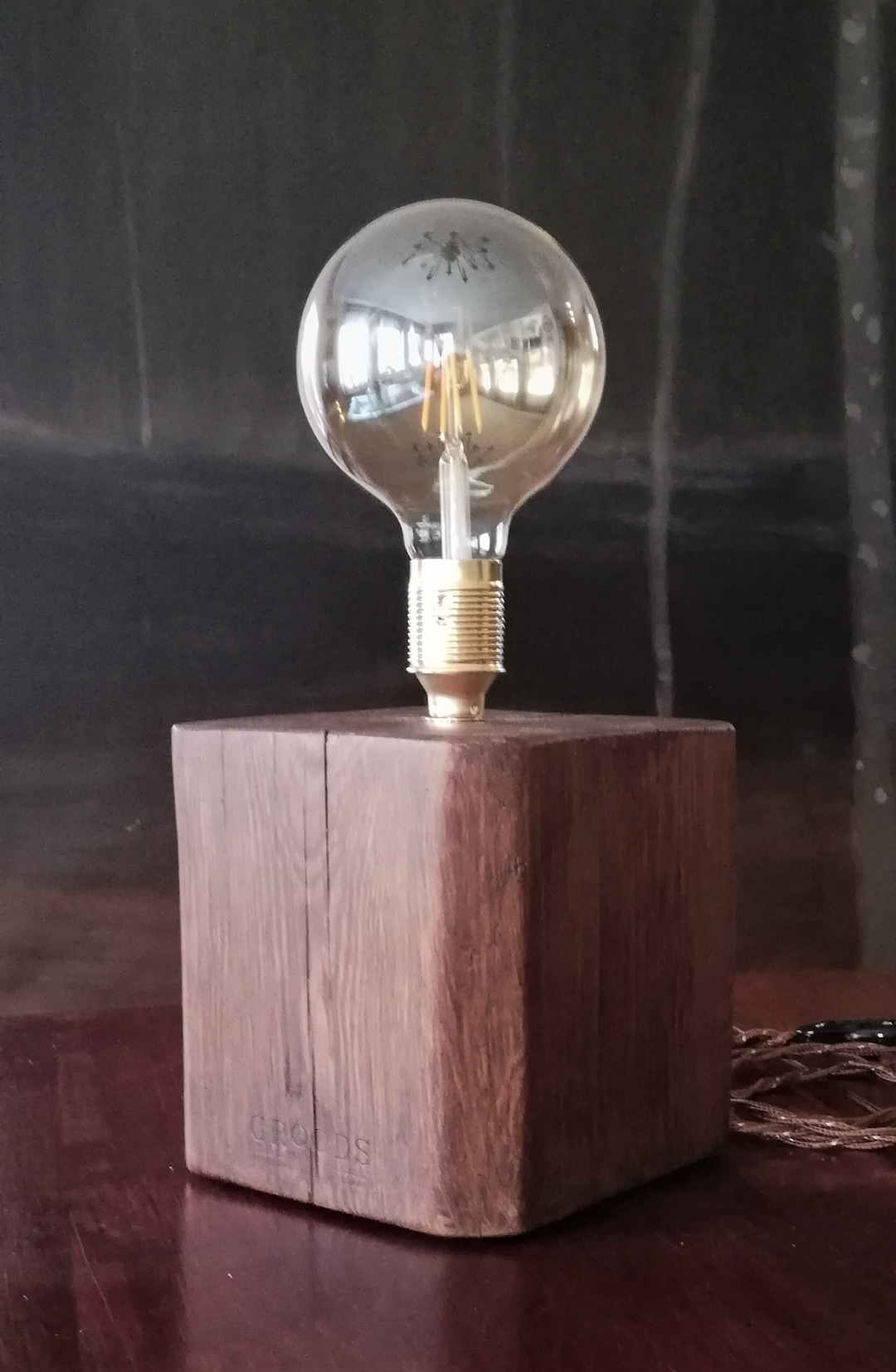 Wood Block Table Lamp / Wood Table Lamp / Reclaimed Wood Block Table ...