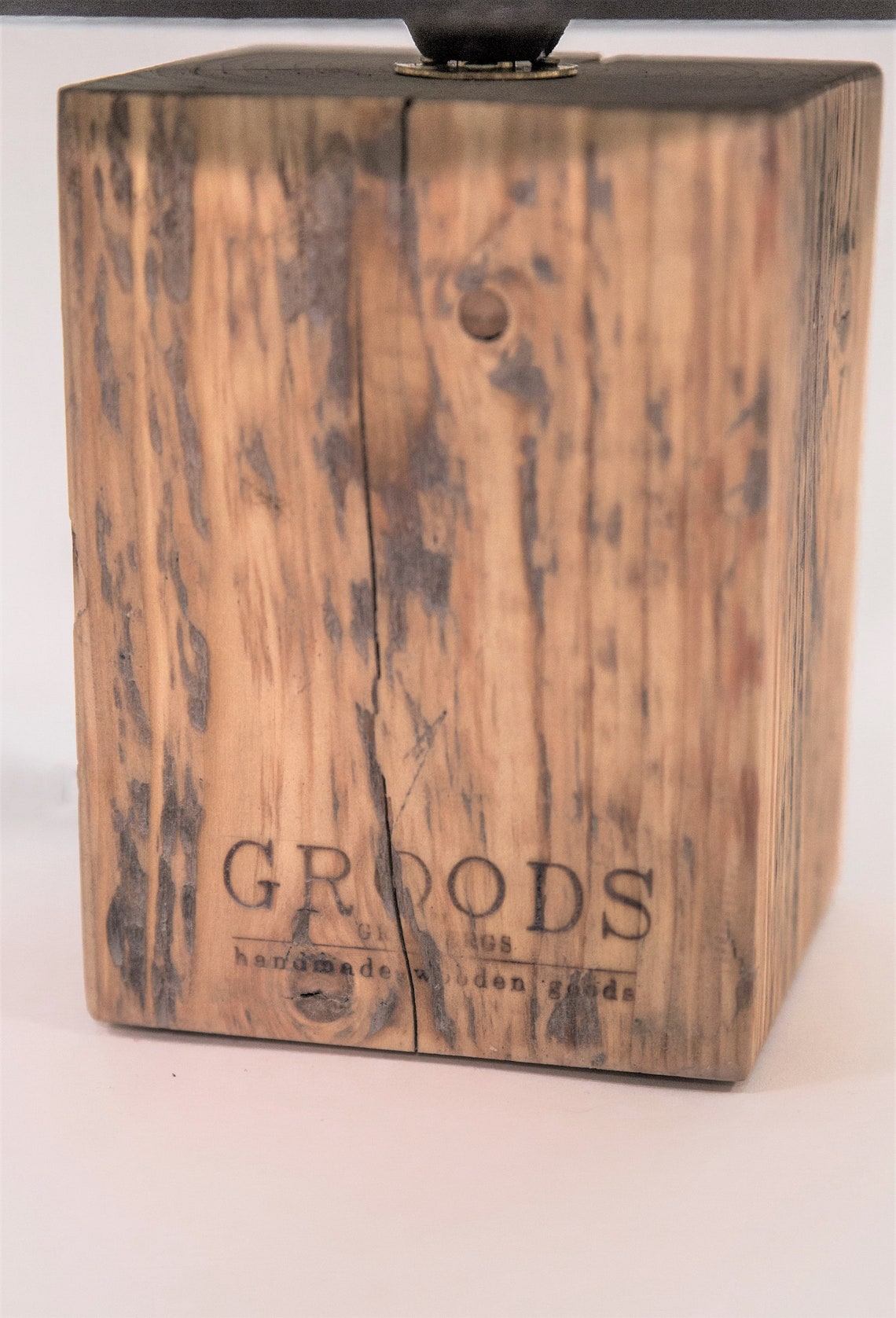 Table Lamp / Rustic Reclaimed Wood Block Table Lamp / Old Wood - Etsy