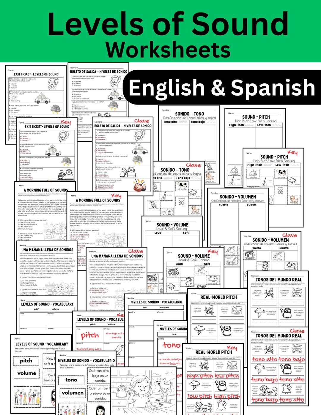 Levels of Sound/niveles De Sonido | Bilingual (english & Spanish) - Etsy
