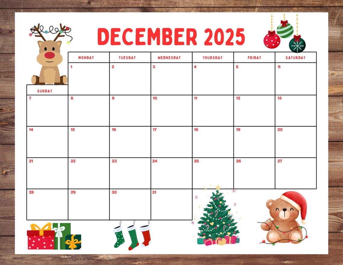 2025 Kids English/spanish Calendar, Kids Wall Calendar PDF, Kids ...