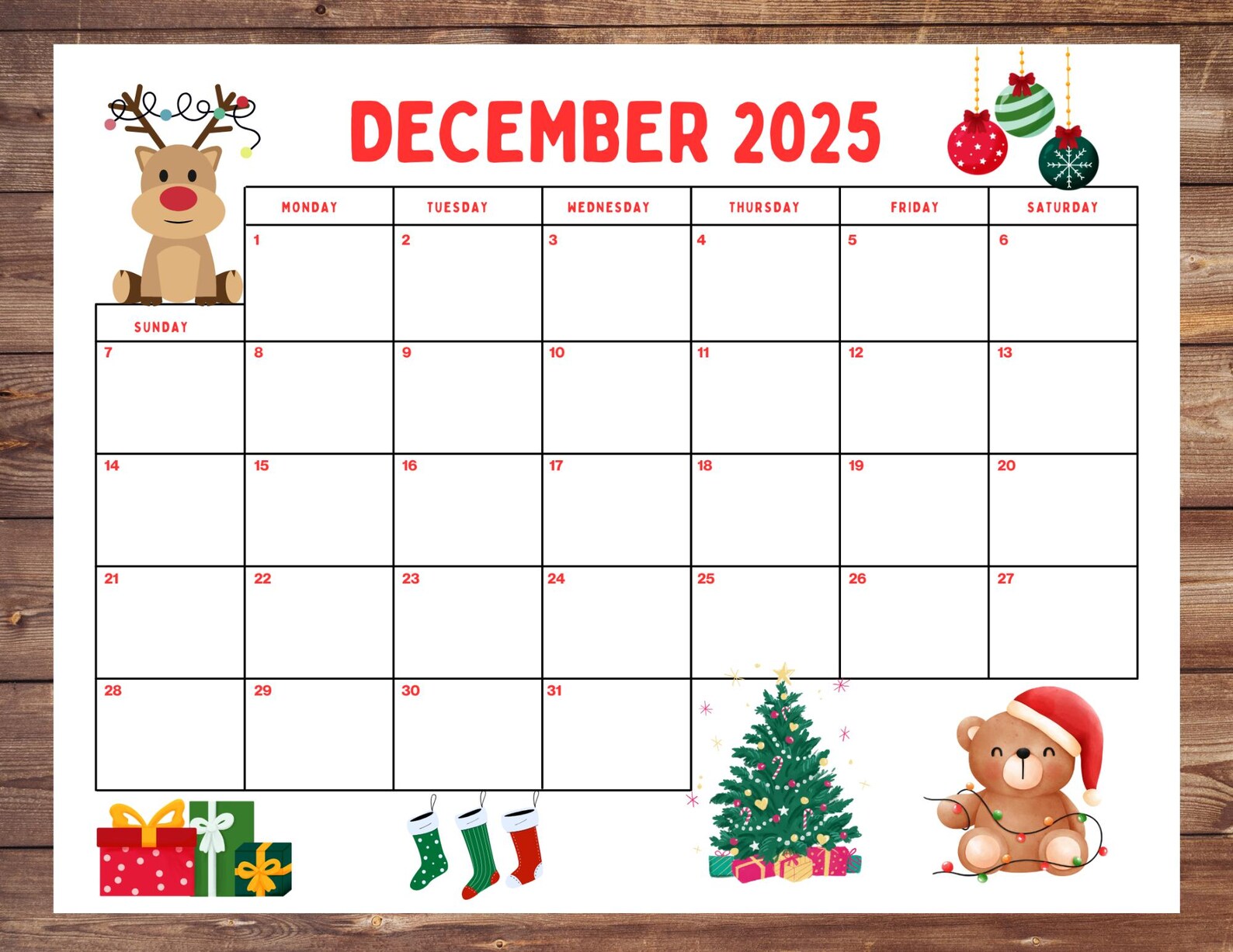 2025 Kids English/spanish Calendar, Kids Wall Calendar PDF, Kids ...