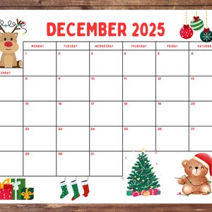 2025 Kids English/spanish Calendar, Kids Wall Calendar PDF, Kids ...