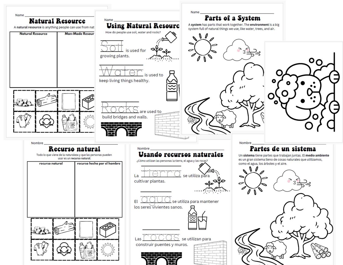 Using Resources/el Uso De Los Recursos- English and Spanish - Etsy