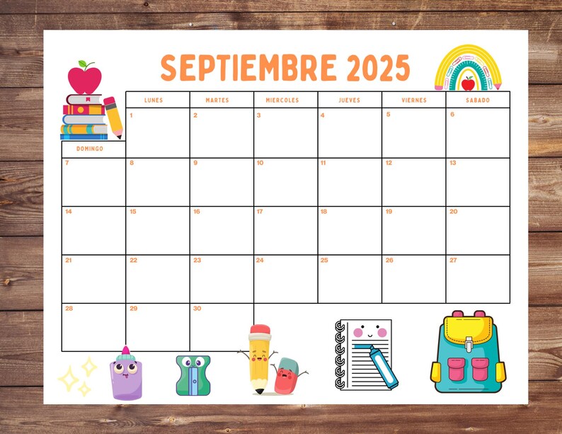 2025 Kids English/spanish Calendar, Kids Wall Calendar PDF, Kids ...