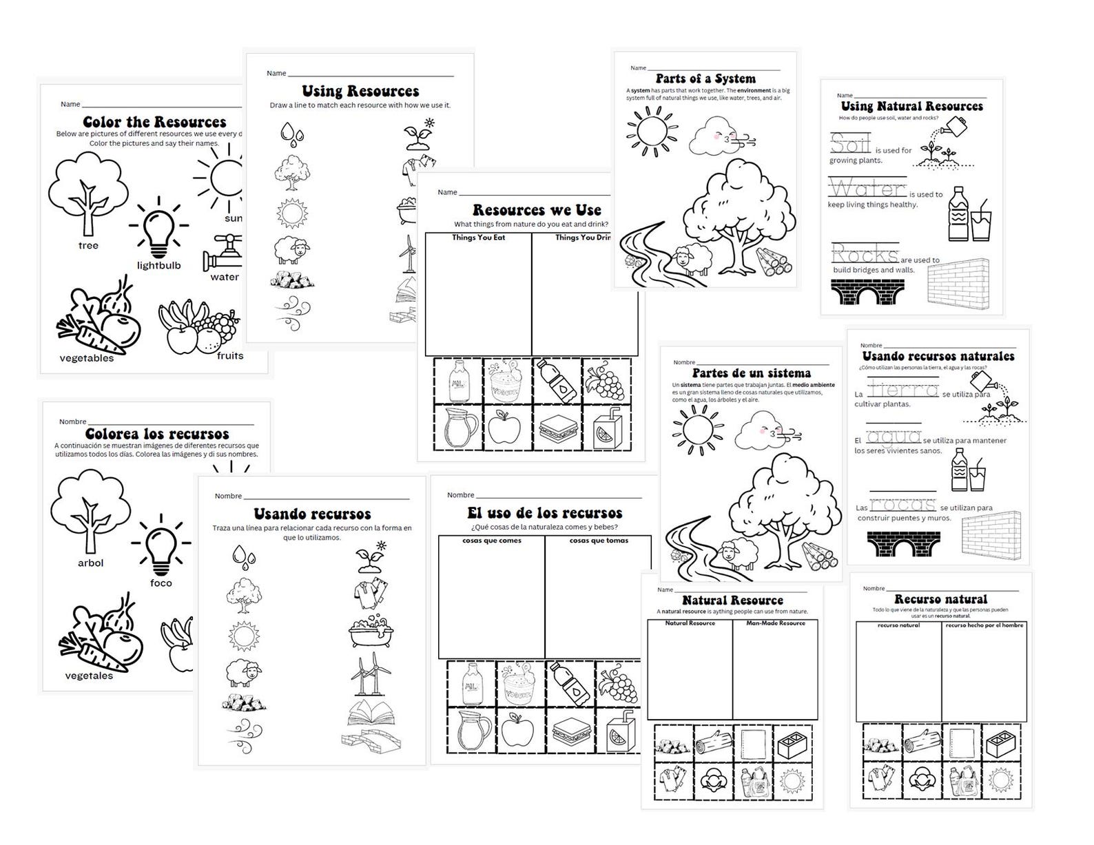 Using Resources/el Uso De Los Recursos- English and Spanish - Etsy
