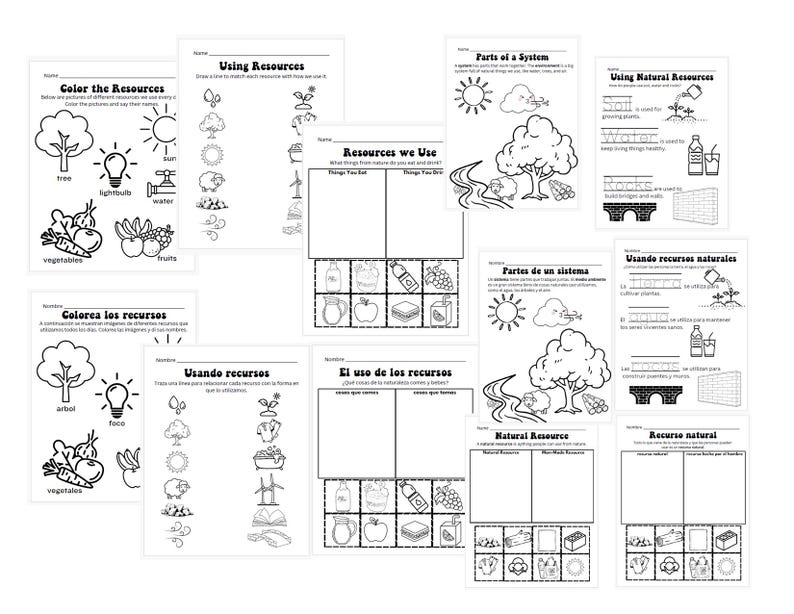 Using Resources/el Uso De Los Recursos- English and Spanish - Etsy