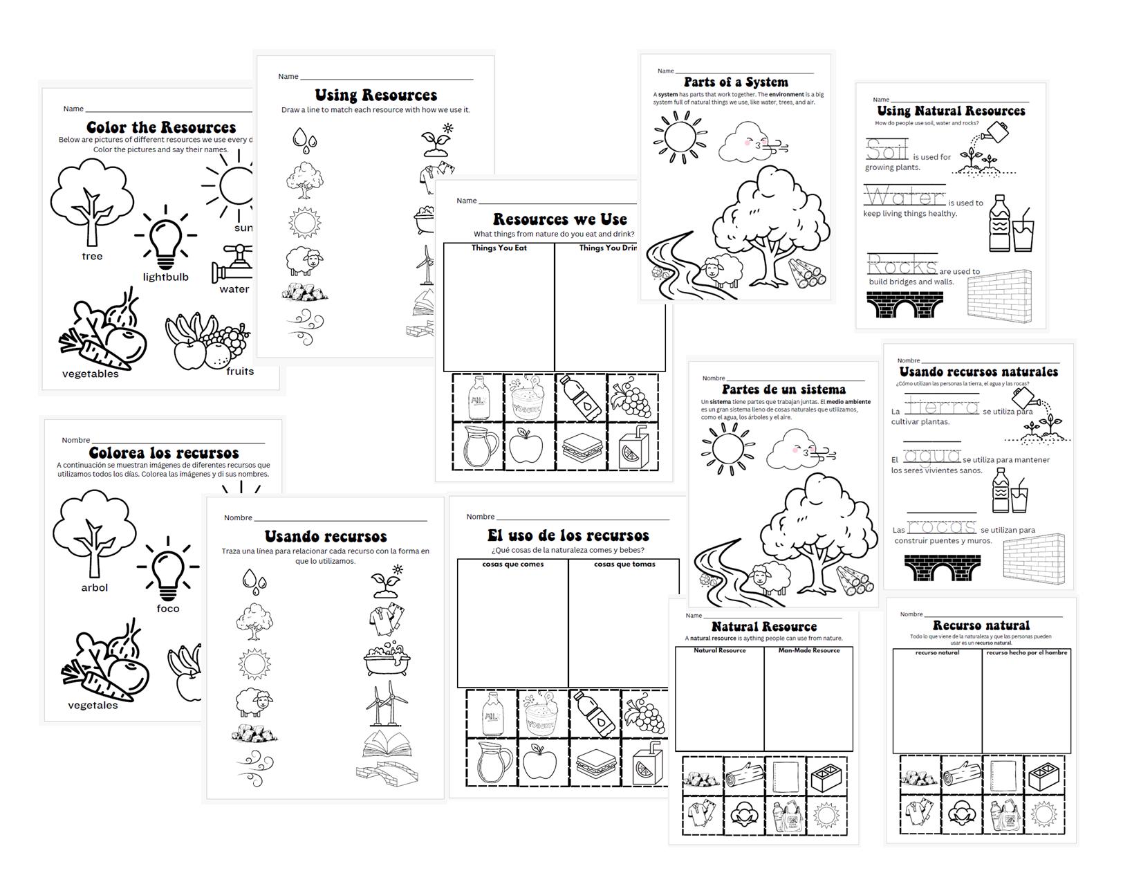 Using Resources/el Uso De Los Recursos- English and Spanish - Etsy