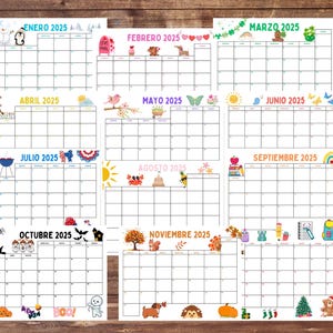 2025 Kids English/spanish Calendar, Kids Wall Calendar PDF, Kids ...