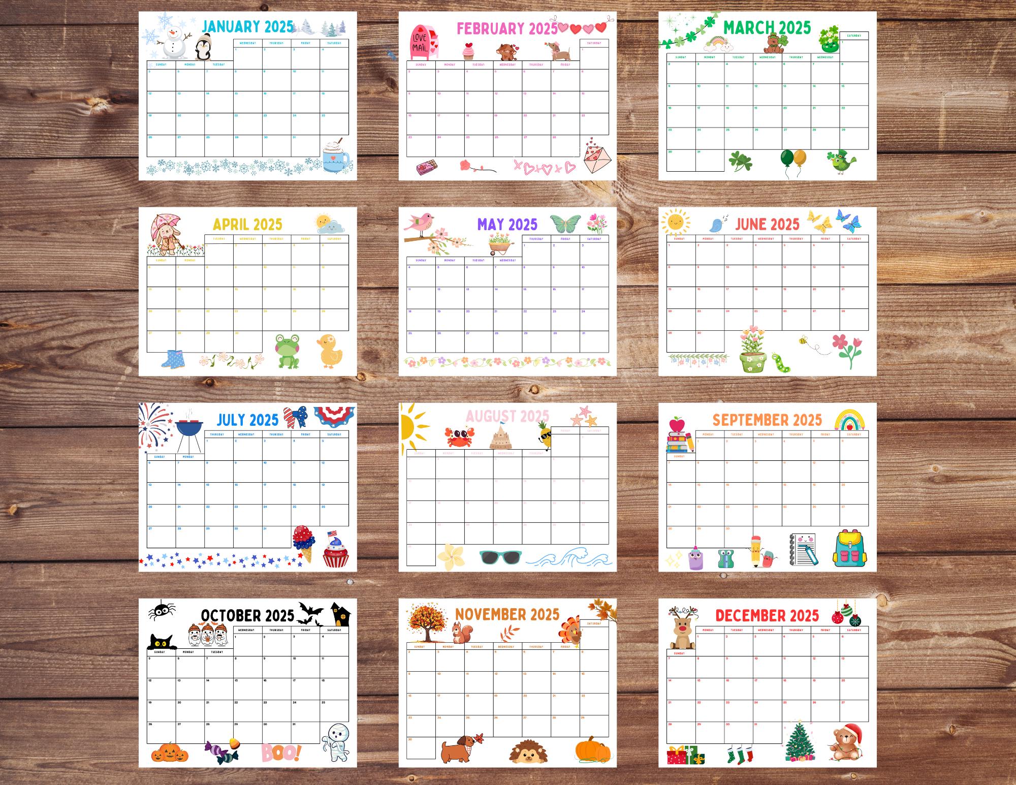 2025 Kids English/spanish Calendar, Kids Wall Calendar PDF, Kids ...