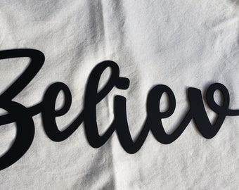 Believe Cursive Metal Wall Art - Etsy