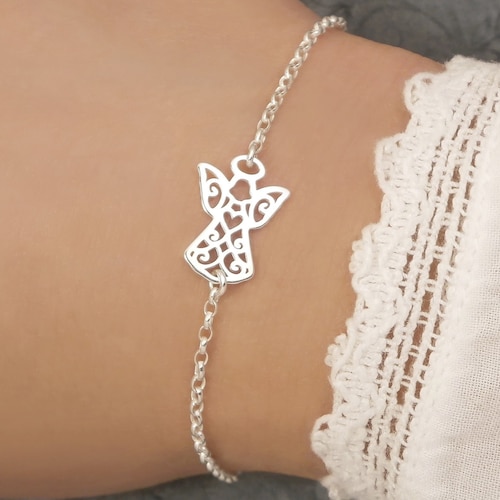 Sterling Silver Guardian Angel Bracelet Adjustable Bracelet - Etsy