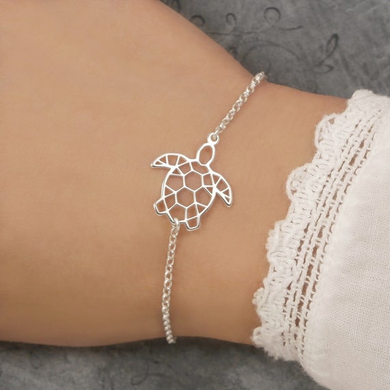 Sterling Silver Turtle Bracelet Silver Sea Turtle Bracelet - Etsy