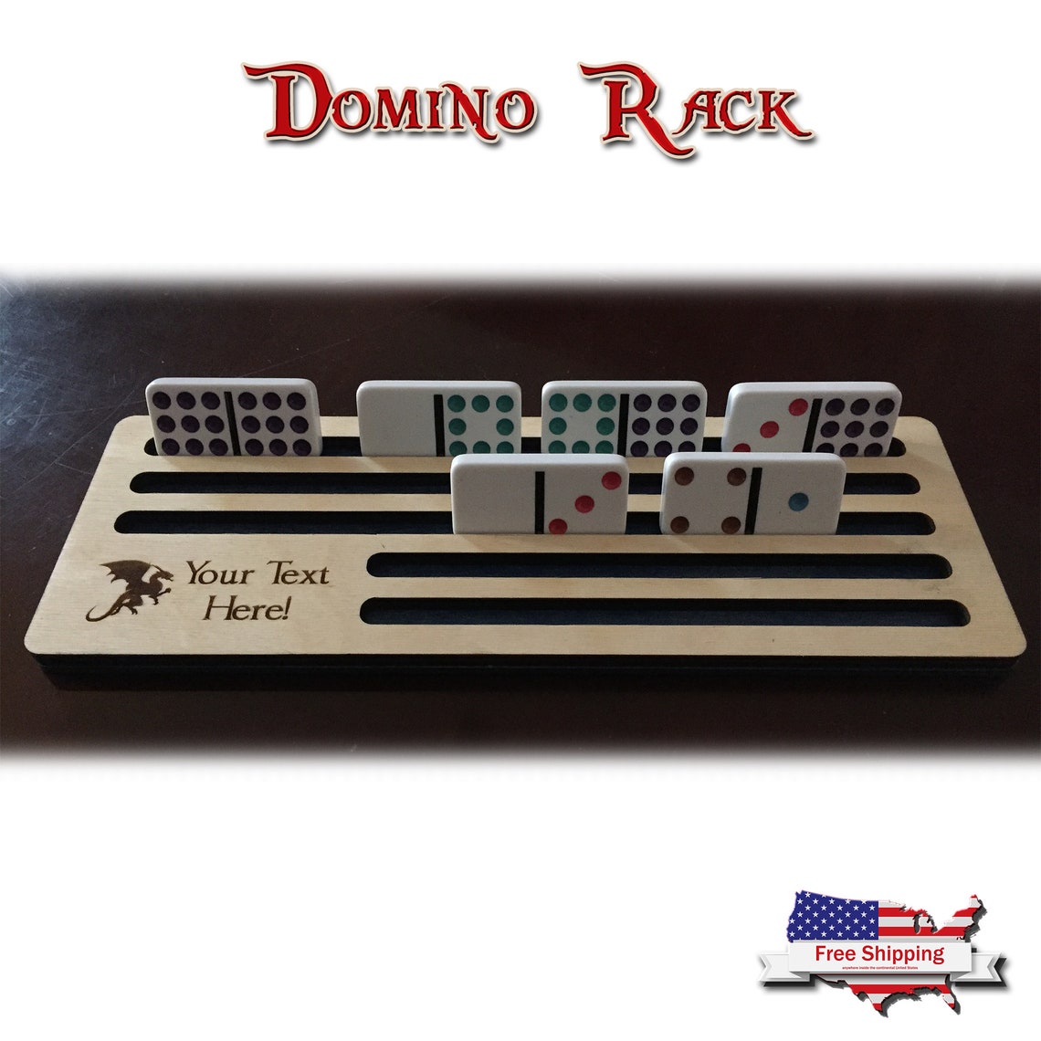 4 Pack of Personalized Domino Racks Dominos Free - Etsy