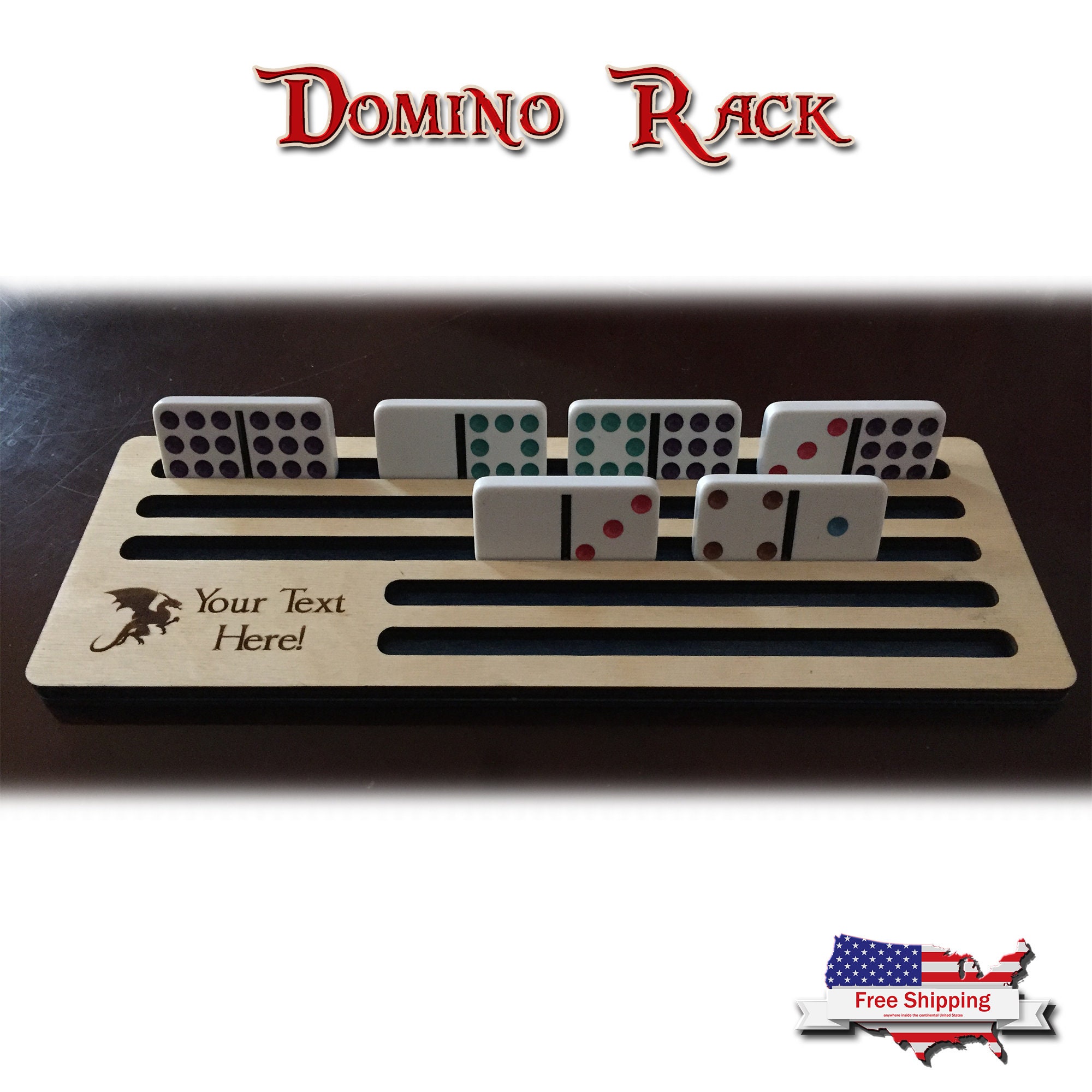 Personalized Domino Hub and 4 Racks Domino Tray Free - Etsy
