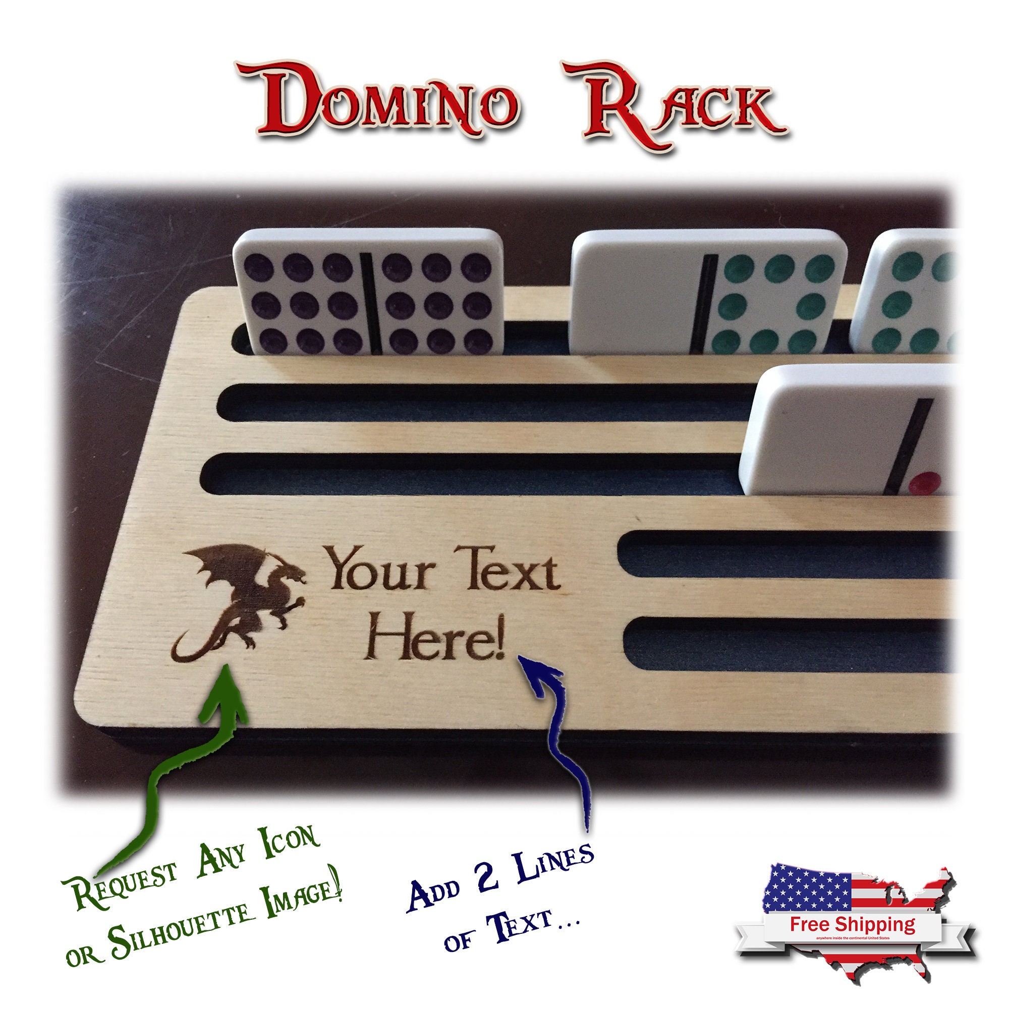 Personalized Domino Hub and 4 Racks Domino Tray Free - Etsy