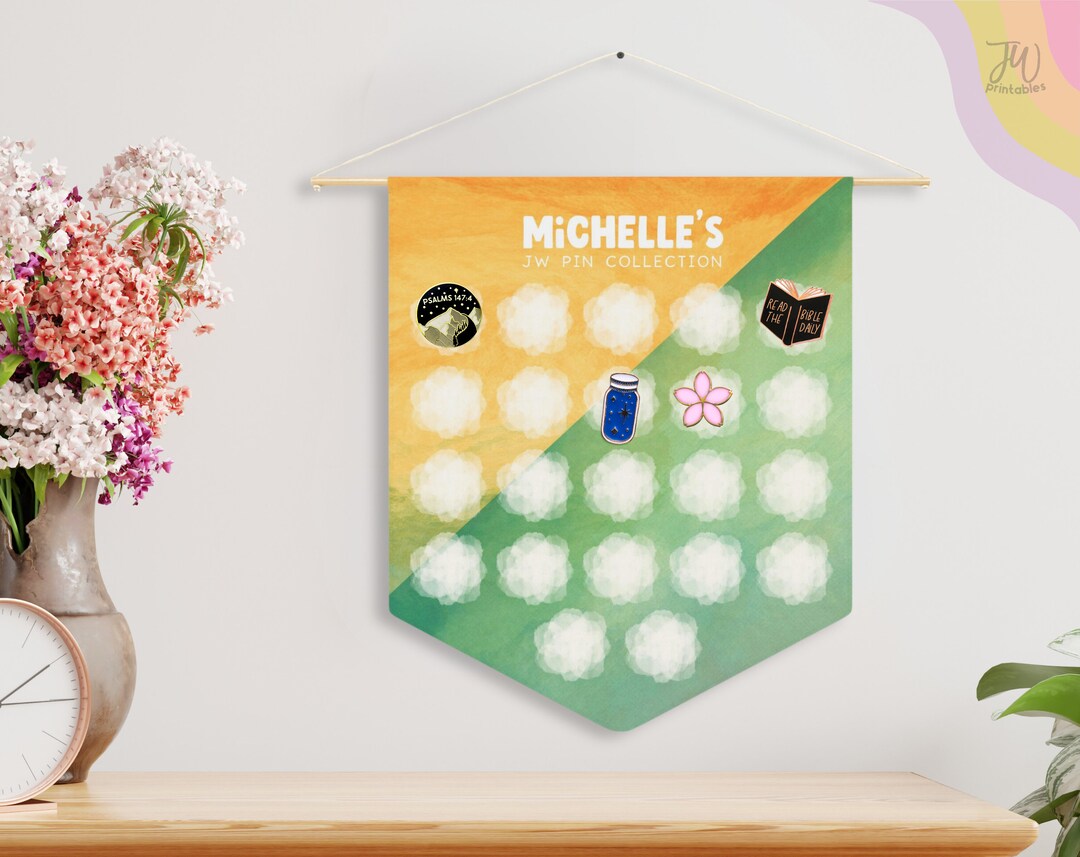 JW Pin Pennant Display Banner, Two Tone Yellow | Pin Collection Holder ...