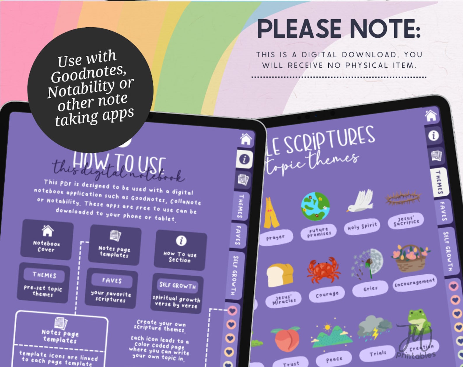 JW Digital Bible Study Journal | Bible Topics Digital Workbook ,digital ...