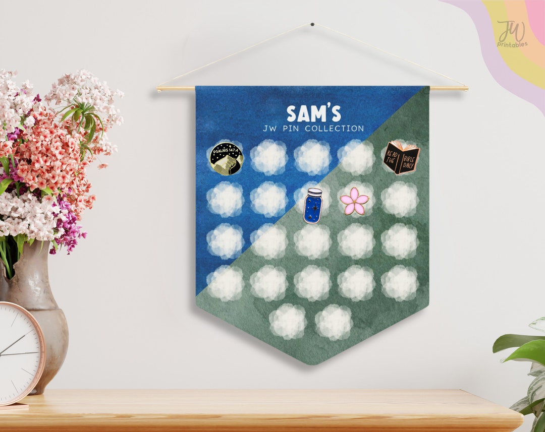 JW Pin Pennant Display Banner, Two Tone Blue | Pin Collection Holder ...