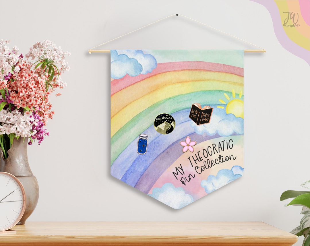 JW Pin Pennant Display Banner, Painted Rainbow | Pin Collection Holder ...