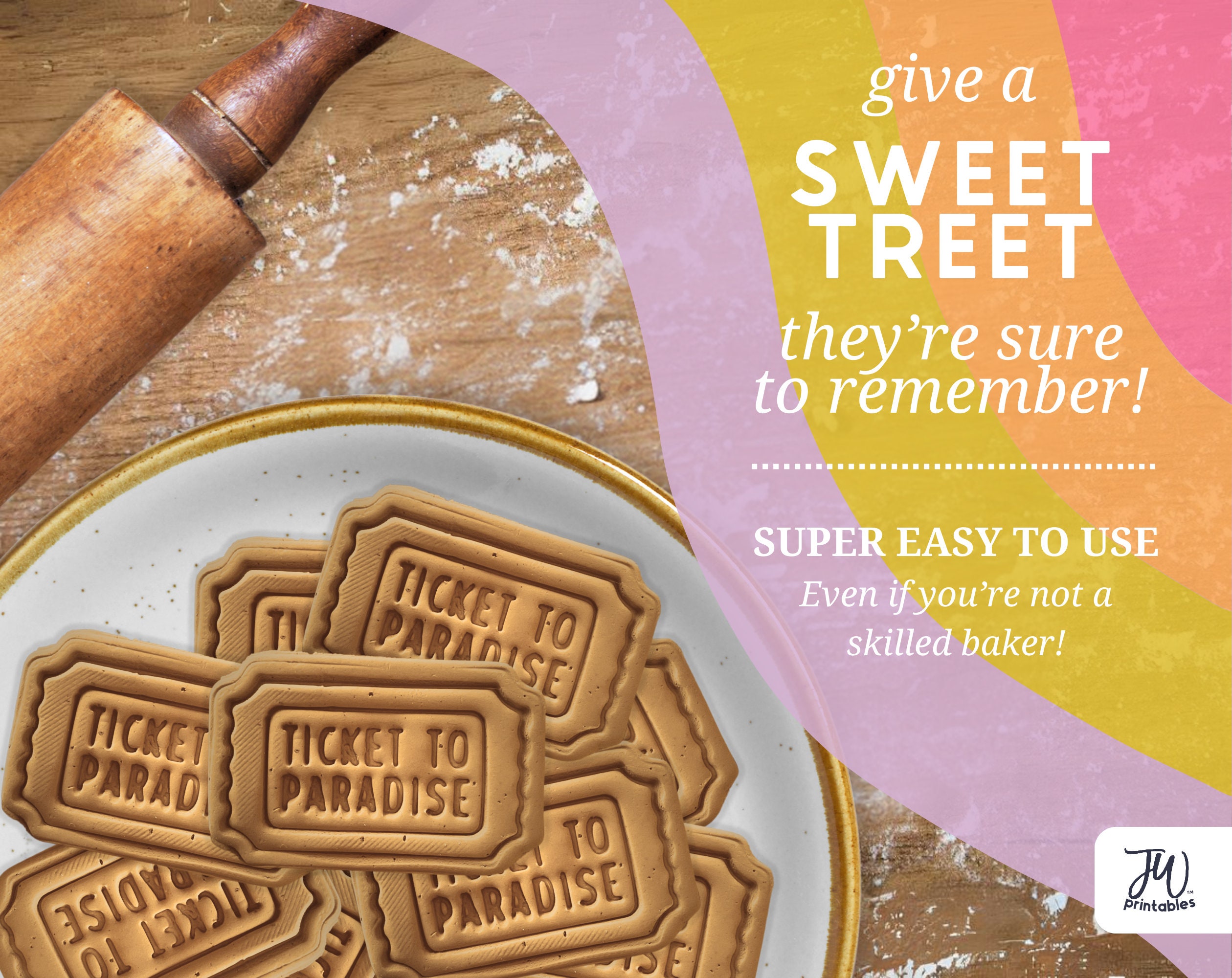 Ticket to Paradise JW Cookie Cutter, Stamp & Embosser for Sugar Cookies ...