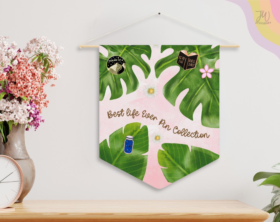 JW Pin Pennant Display Banner, Tropical Leaves | Pin Collection Holder ...