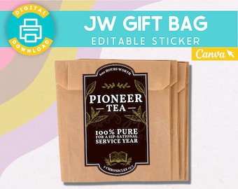 JW Gift Bag Labels Pioneer School Pioneer Gifts Tea Coffee Labels ...