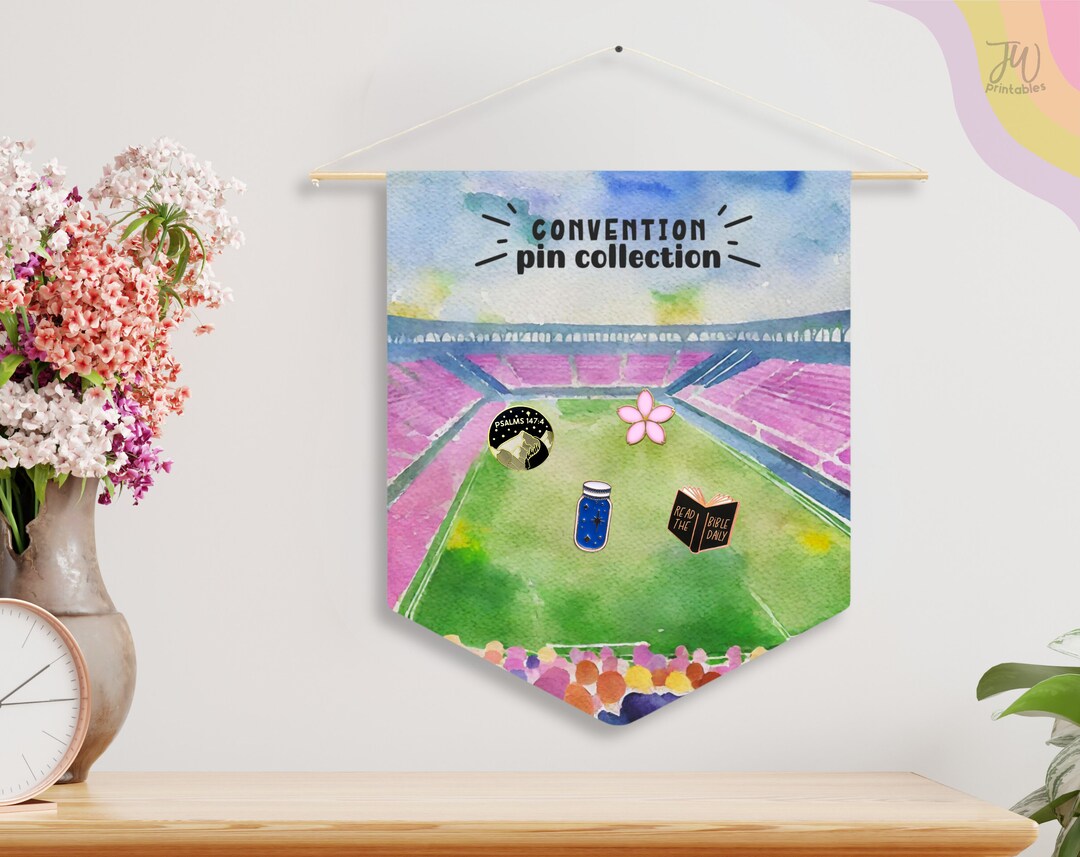 JW Convention Pin Pennant Display Banner | Pin Collection Holder ...