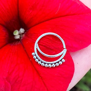 Silver Sun Septum Ring, Infinity Hoop, Silver Moon Nose Ring, Sun ...