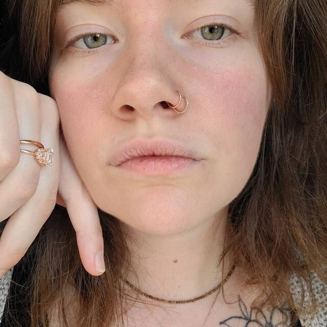 Diamond Cut Nose Ring, Silver Nose Ring Hoop, Snug Nose Ring, Diamond ...