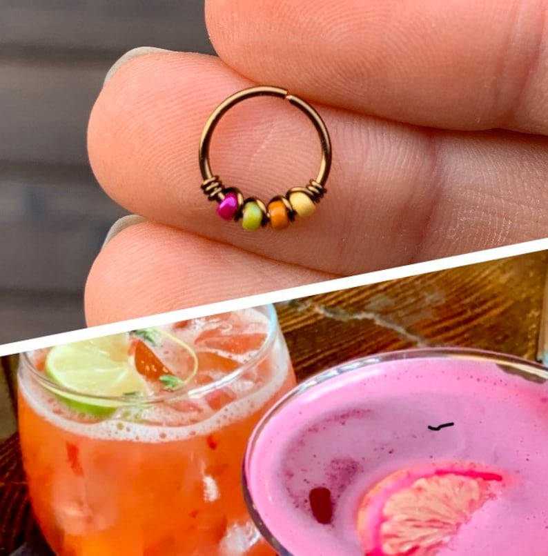 Happy Hour Hoop Sterling Silver Nose Ring Hoop for Nose | Etsy