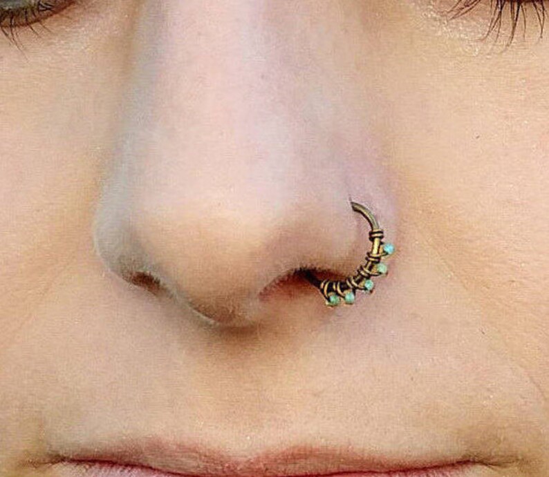 24g Nose Ring 22g Nose Ring Hoop Boho Nose Ring Flower Nose - Etsy