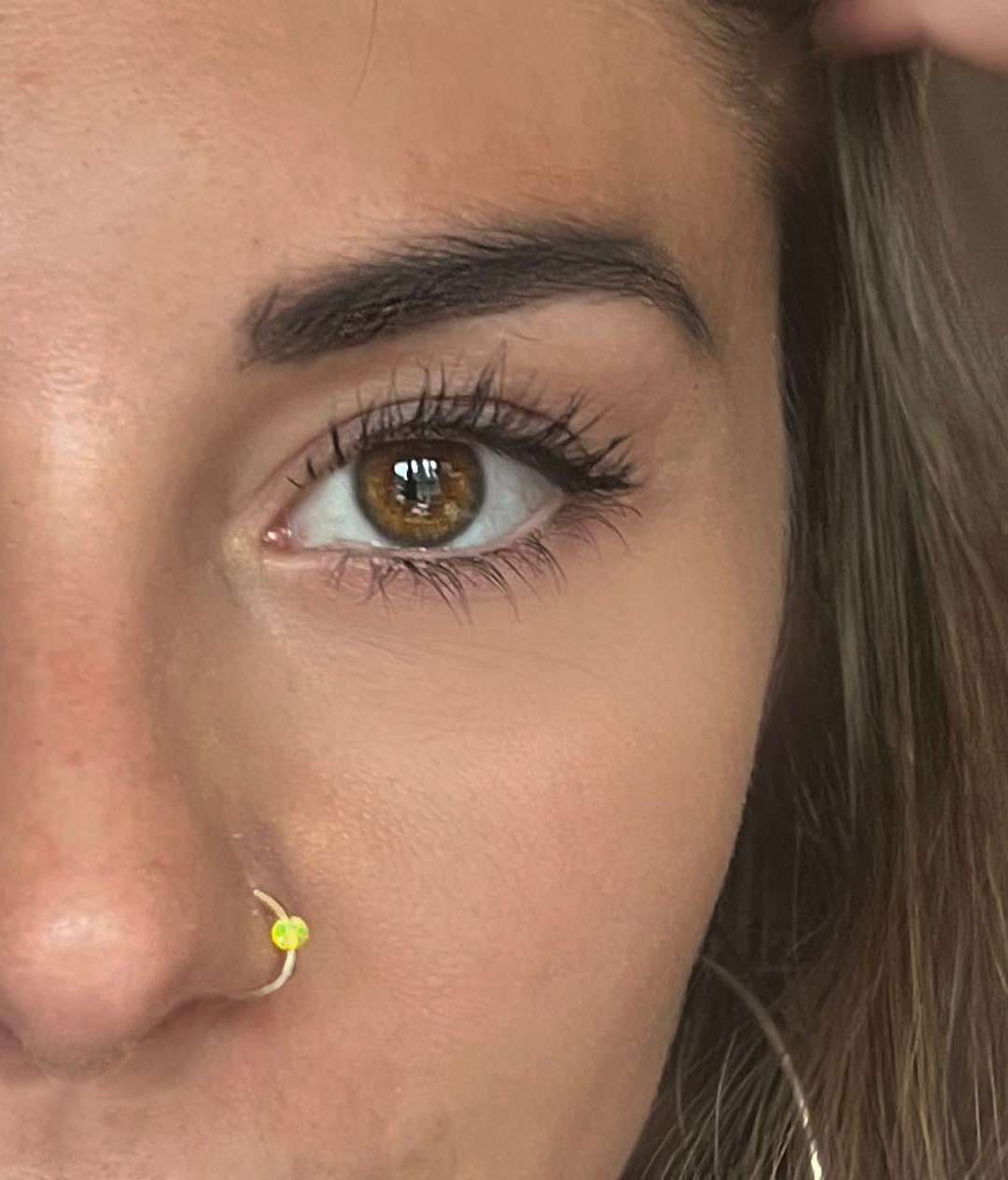 Dainty Opal Nose Ring - Minimalist 14k Gold Hoop, Hypoallergenic for ...
