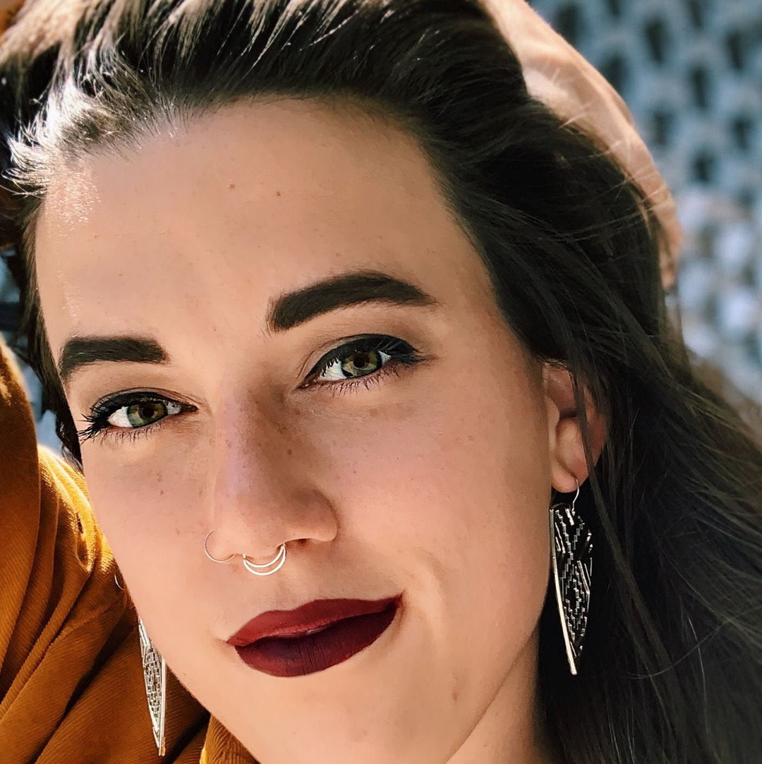 Dainty Moon Septum Nose Ring, Thin Septum Ring, Horseshoe Septum Ring ...