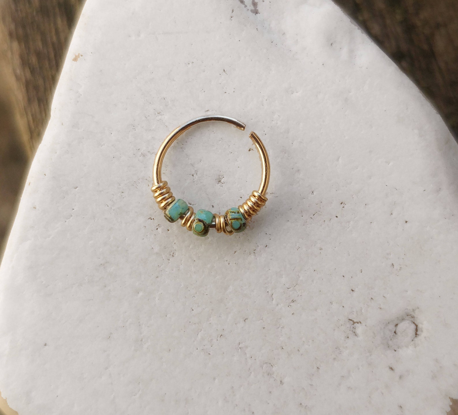 14k Gold Nose Hoop, Boho Nose Ring, Dainty Nose Ring, Septum Hoop ...