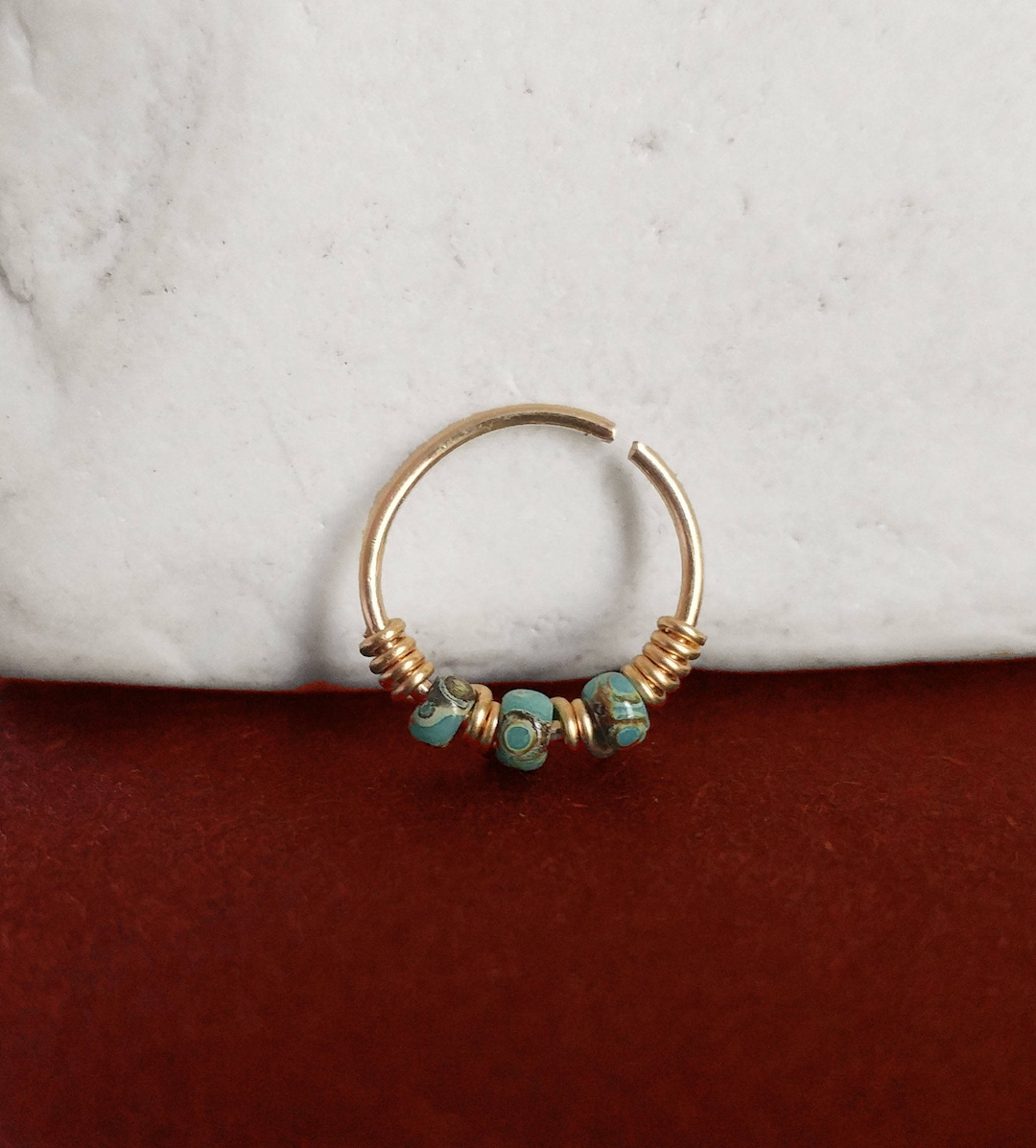 14k Gold Nose Hoop, Boho Nose Ring, Dainty Nose Ring, Septum Hoop ...