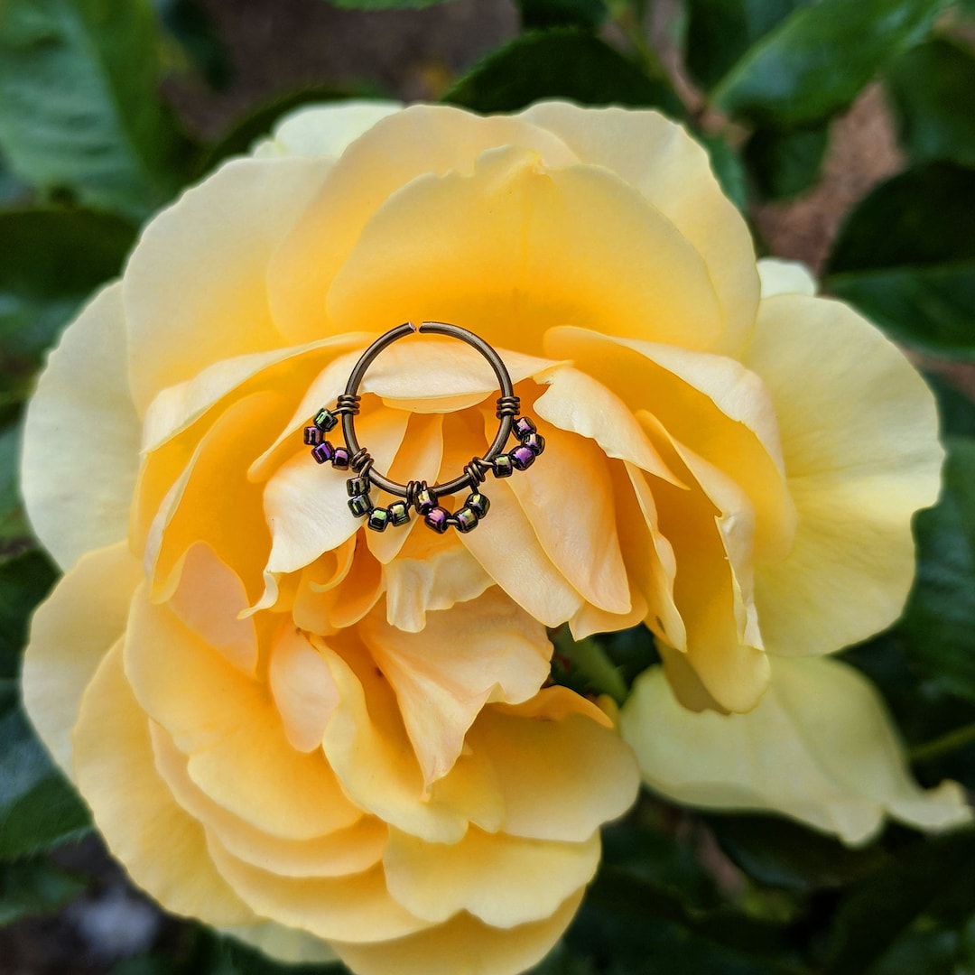 Flower Septum Ring: Sterling Silver, Gold Fill, or Bronze Hoop - Etsy