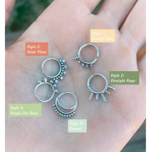 Silver Sun Septum Ring, Infinity Hoop, Silver Moon Nose Ring, Sun ...