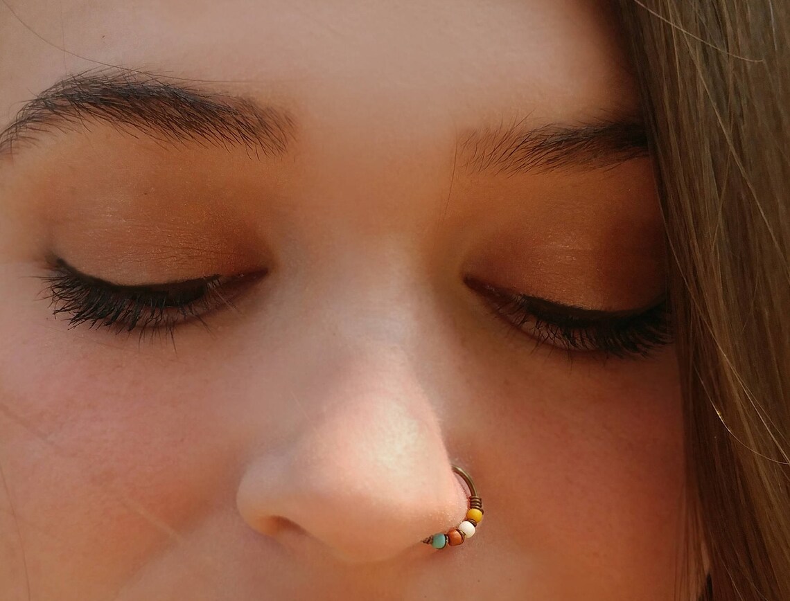 Thin Small Nose Ring Hoop Tight Nose Ring Boho Nose Ring | Etsy