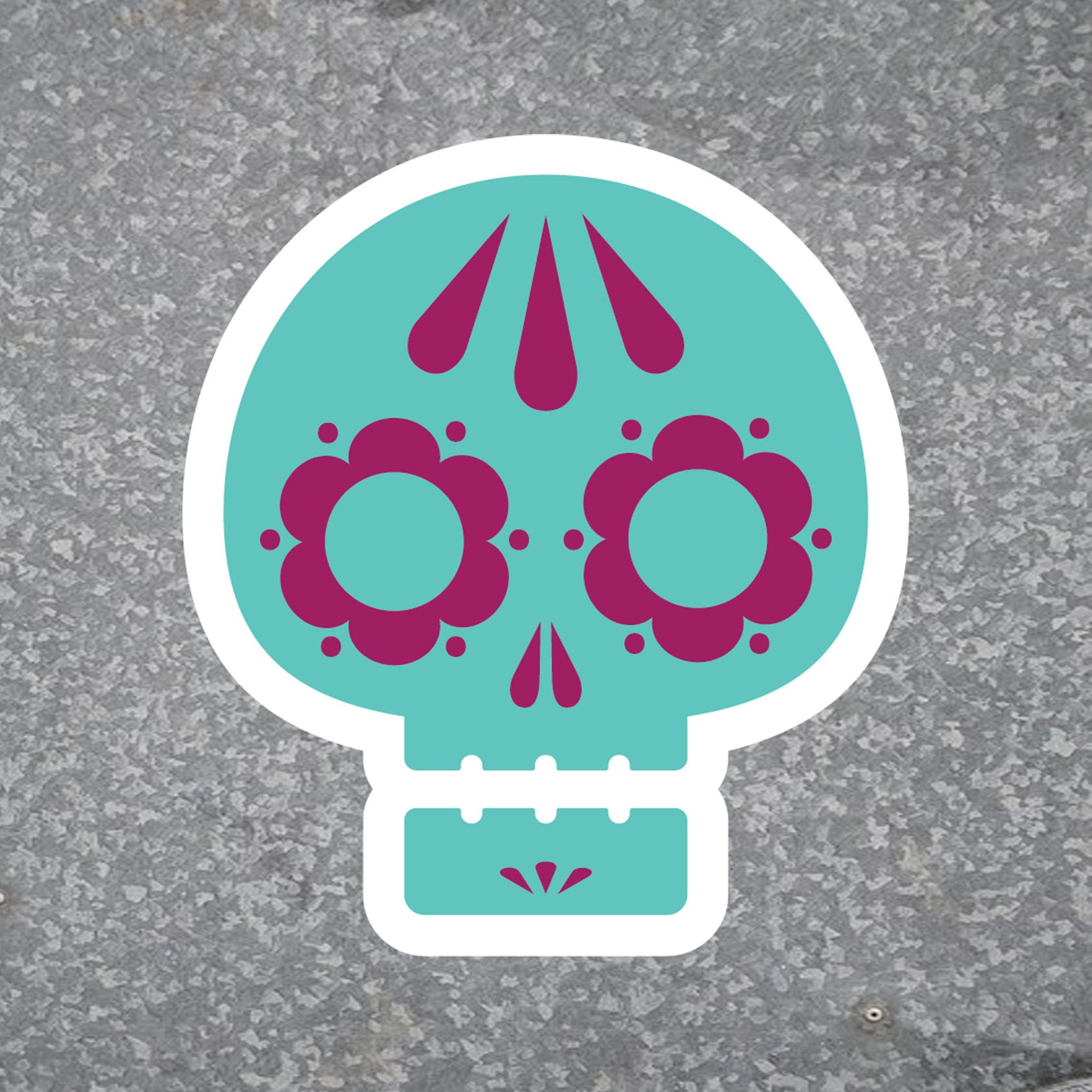 Sugar Skull Sticker teal/purple - Etsy