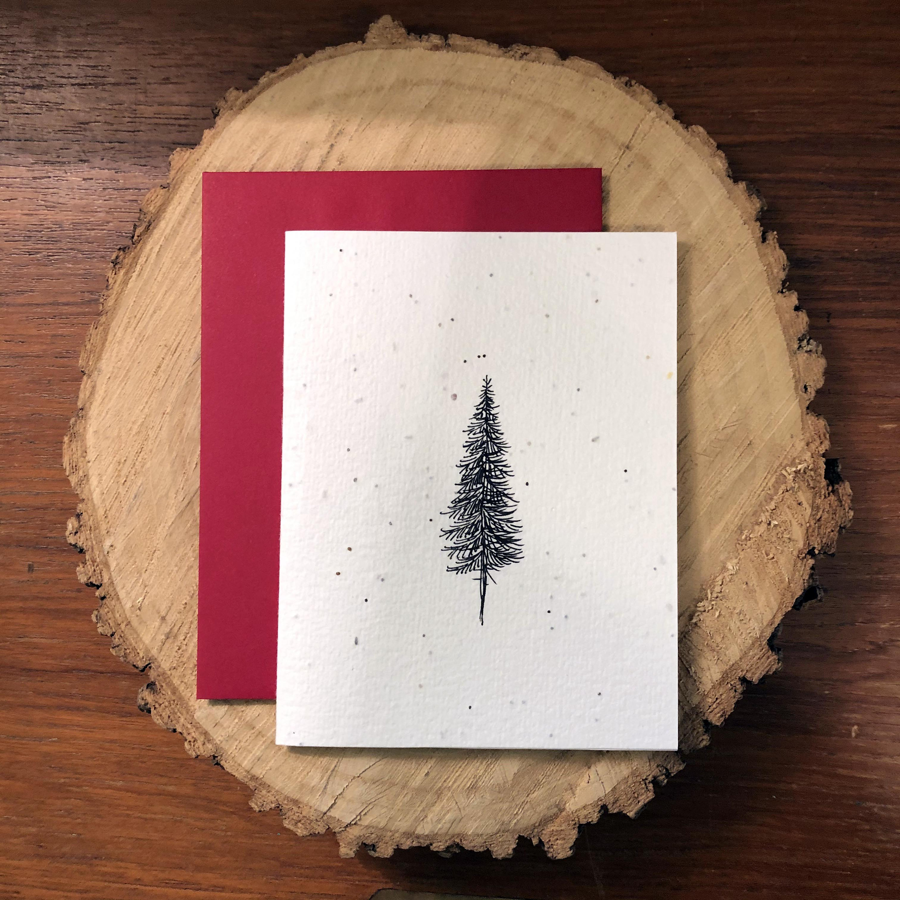 Pine Tree Card With Plantable Wildflower Seed Paper - Etsy