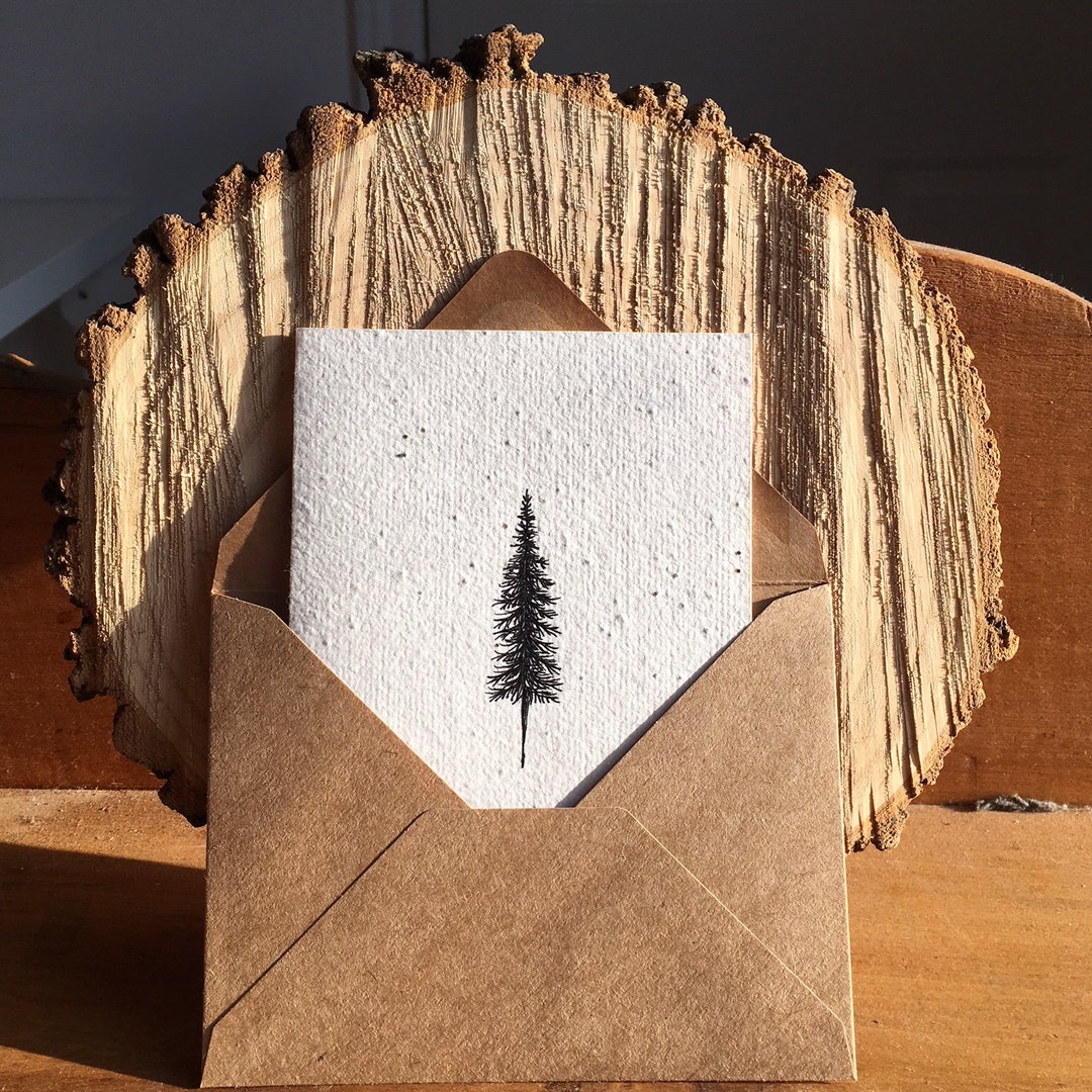 Pine Tree Card With Plantable Wildflower Seed Paper - Etsy