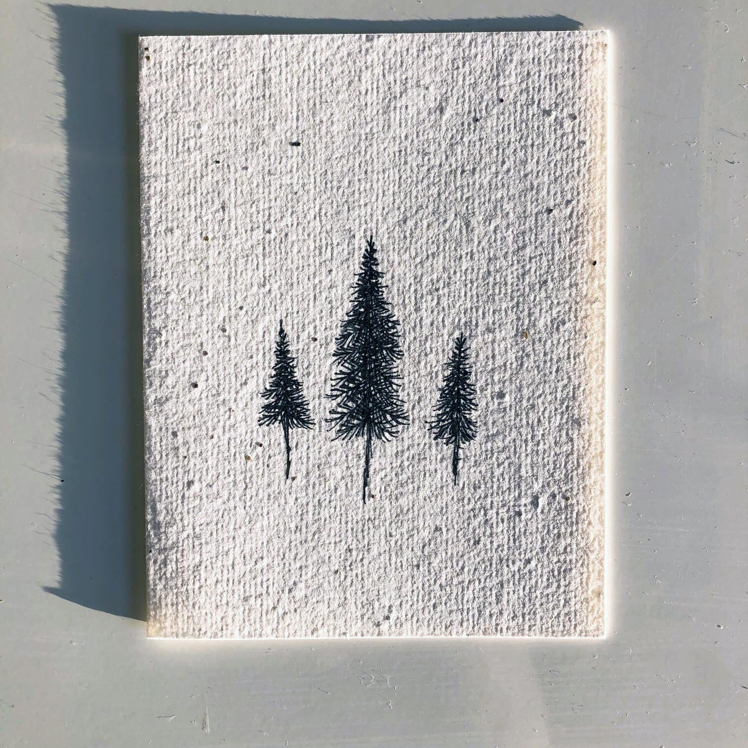 Pine Tree Card With Plantable Wildflower Seed Paper - Etsy