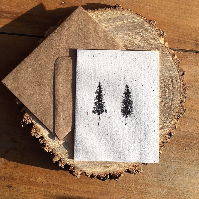 Pine Tree Card With Plantable Wildflower Seed Paper - Etsy