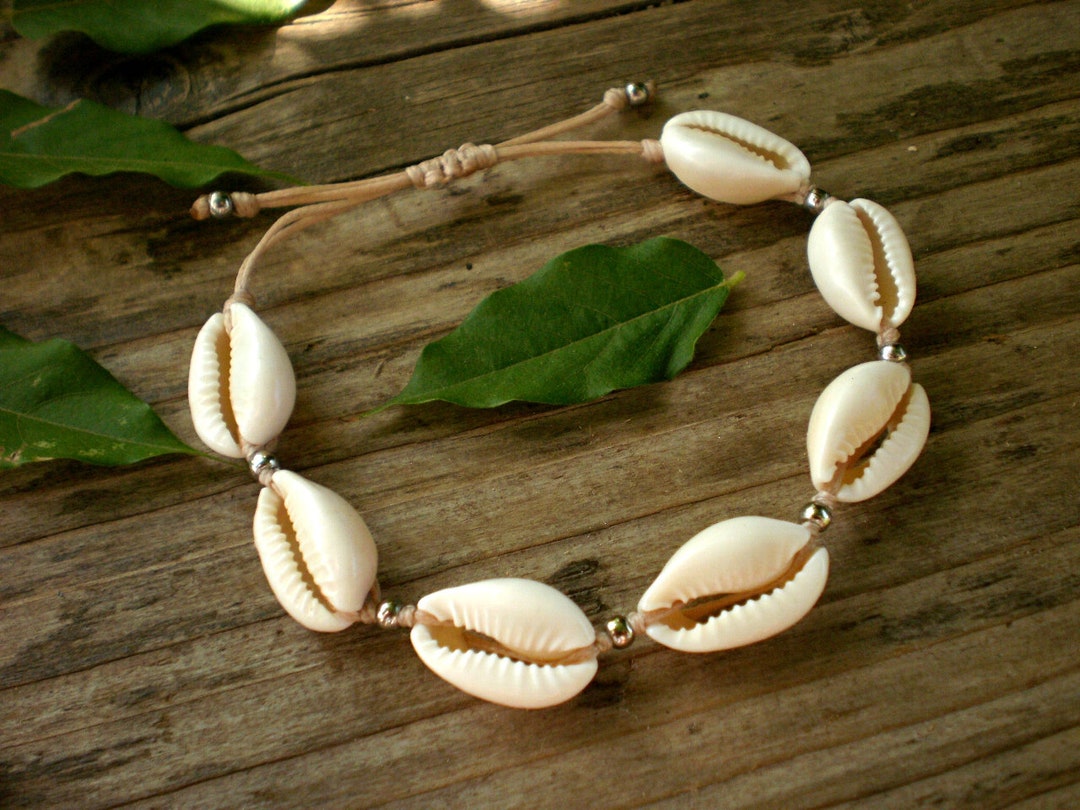 Cowrie Shell Bracelet: Beaded Beach Jewelry, Adjustable Wristlet - Etsy