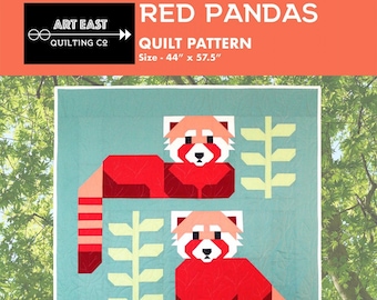 Red Pandas Quilt Pattern by Art East Quilting Co. Finished Size: 44" X ...