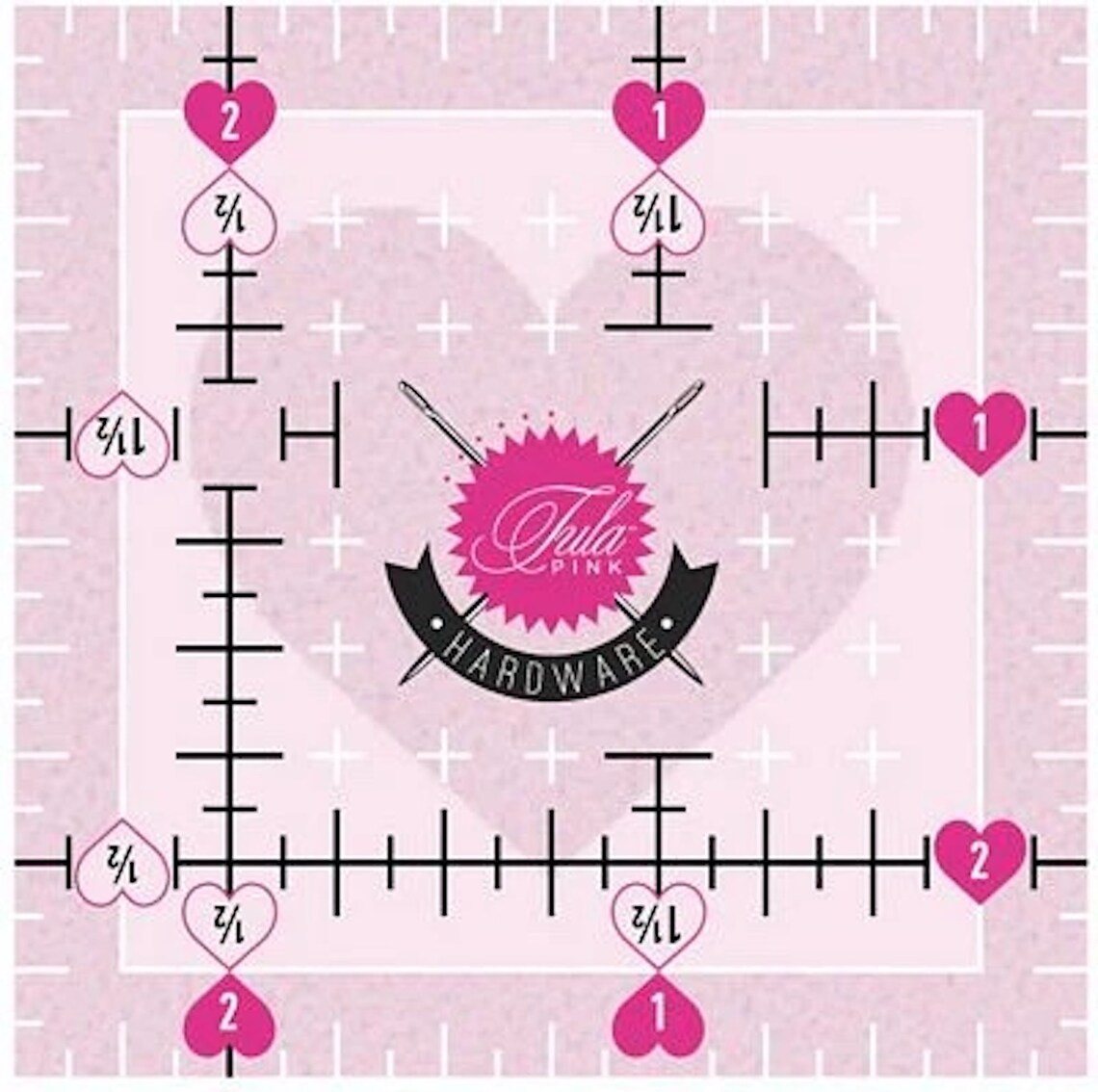 Regla cuadrada antideslizante con forma de corazón Tula Pink de 6,35 cm ...