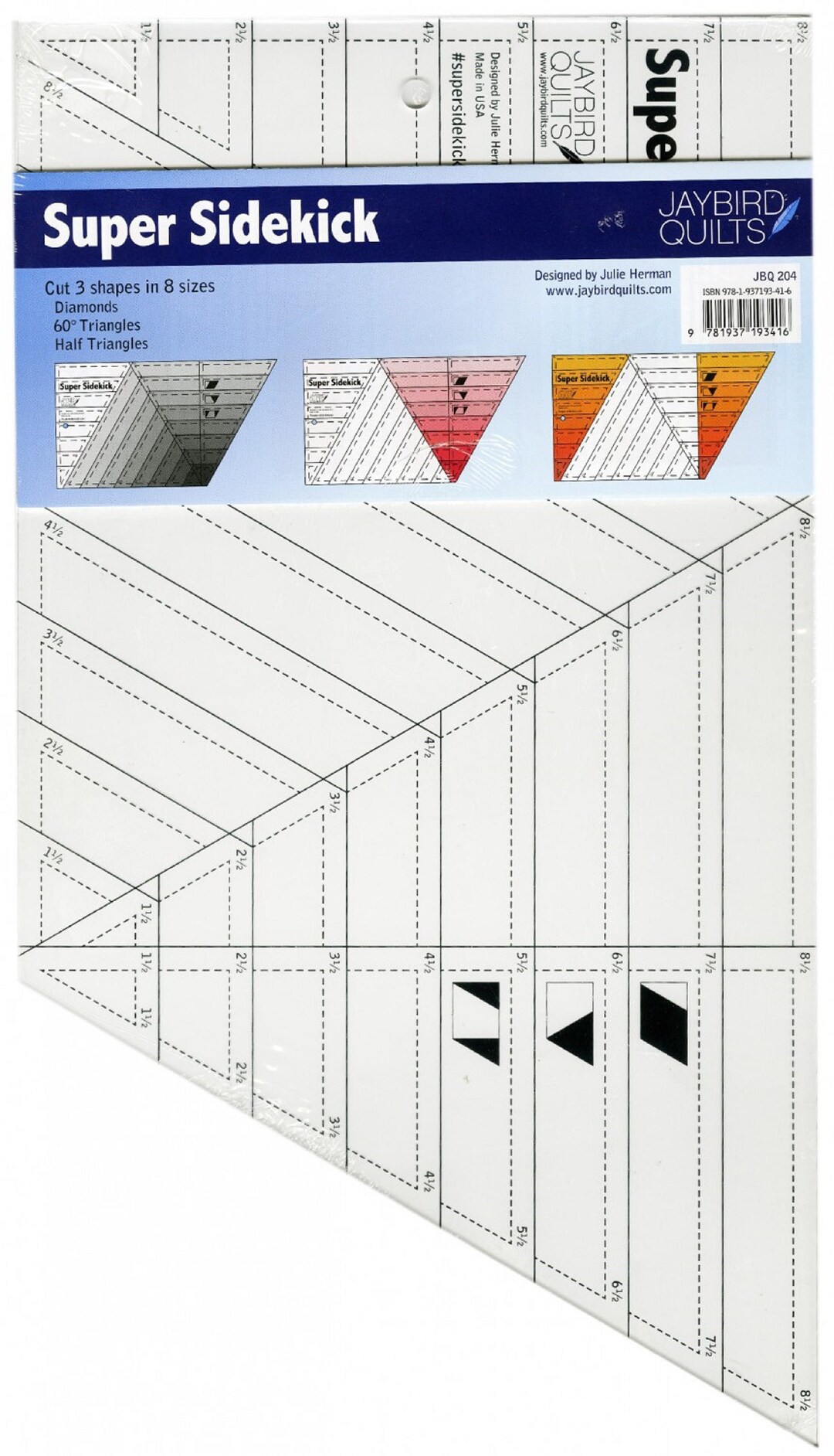Jaybird Quilts Super Sidekick Ruler-3 Shapes in 8 Sizes * Shipping ...